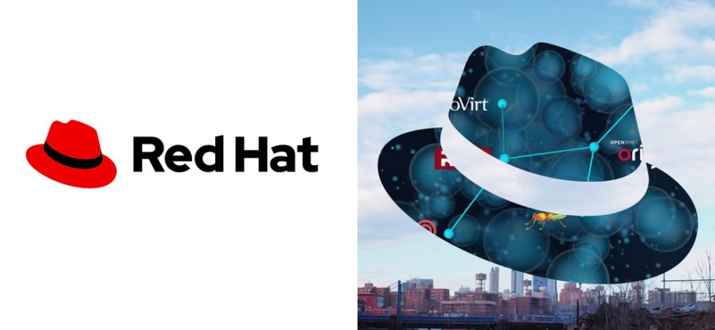 Red Hat Logo mit Fedora-Hut im neuen Design