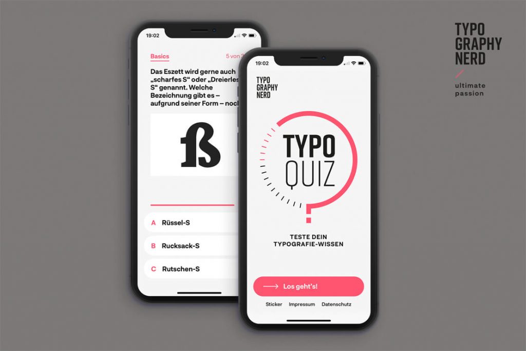 »Typo-Quiz« von Typography Nerd ["Typografie-Quiz-App"]