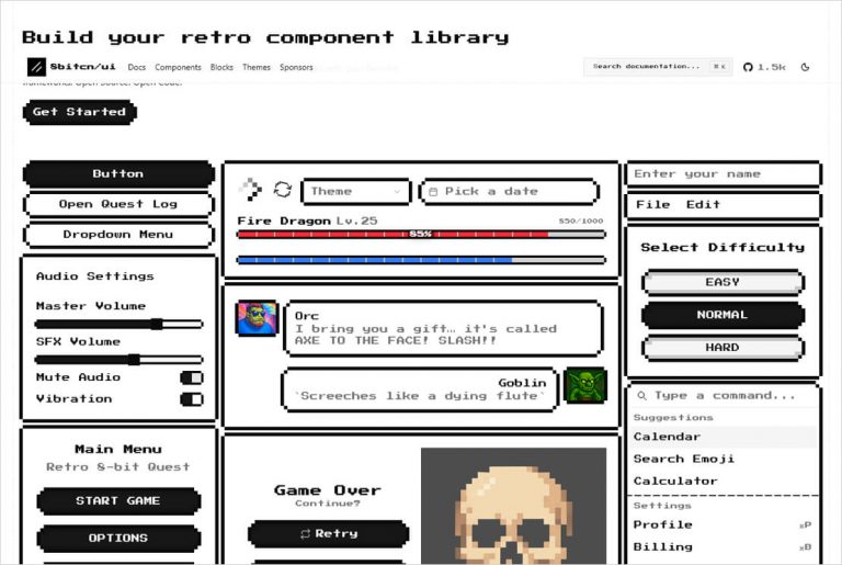 8bitcn: UI-Bibliothek für Retro-Interfaces
